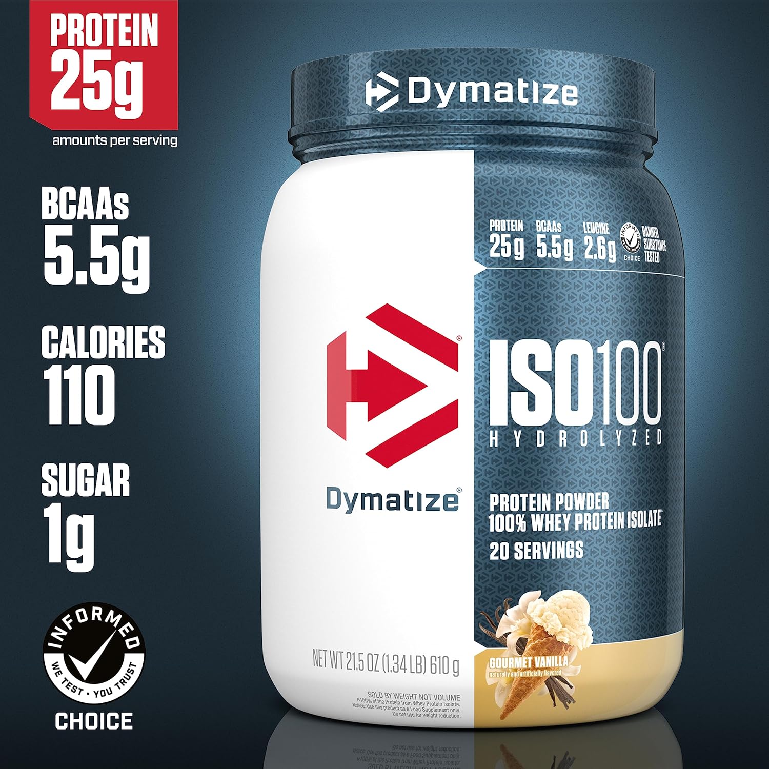 Dymatize ISO100 Proteína hidrolizada en polvo Vainilla – Kudosport